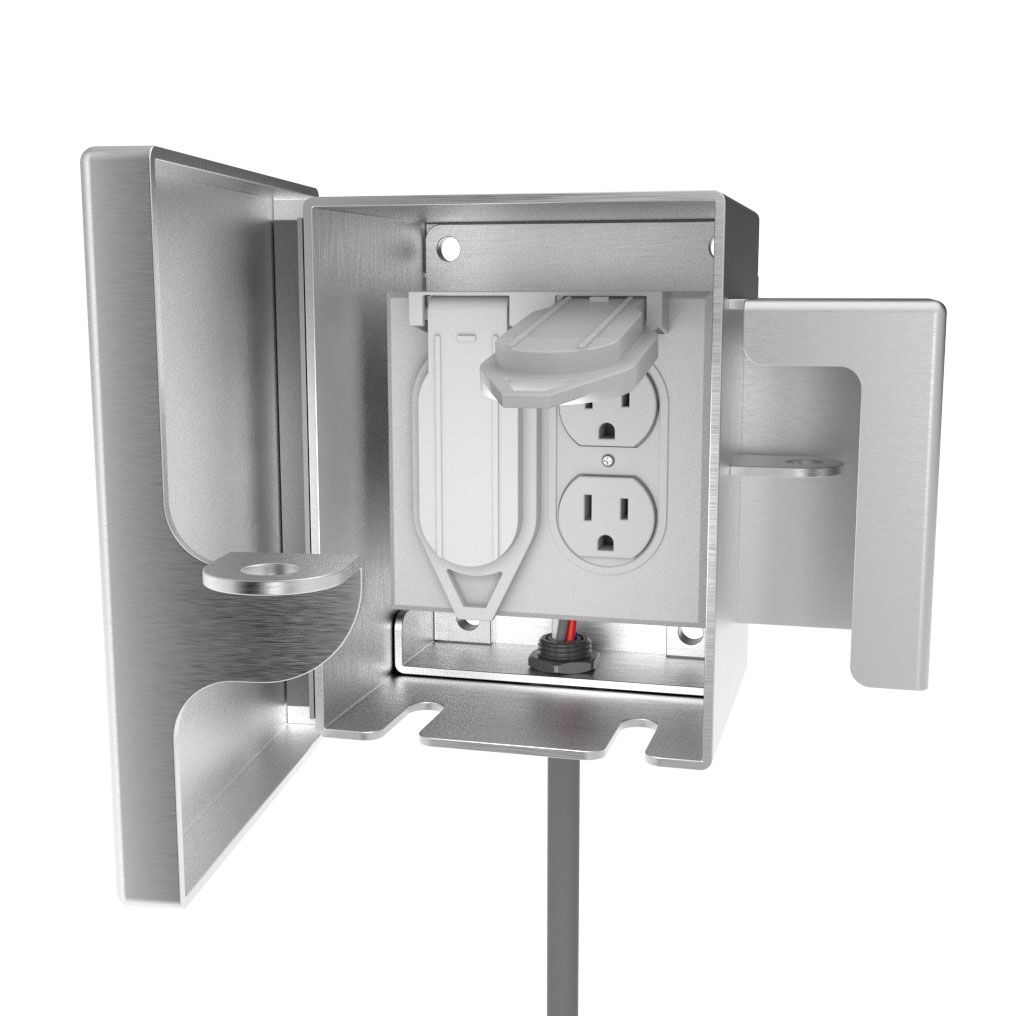 Padlock-Protected Double Gang Outlet Box - Vandal Stop